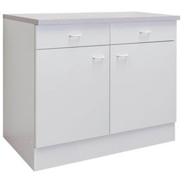 FlexWell K&uuml;chenunterschrank, Wei&szlig;, Kunststoff, 1 F&auml;cher, 2 Schublade(n) Schubladen, einzeln stellbar, 100x85x50 cm, Made in Germany, individuell planbar, K&uuml;chen, K&uuml;chenm&ouml;bel, K&uuml;chenschr&auml;nke, K&uuml;chenunterschr&auml;nke
