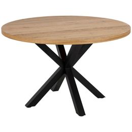 P & B Esstisch, Wildeiche, Holz, Wildeiche, furniert, rund, Sternfu&szlig;, 76.4 cm, Esszimmer, Tische, Esstische, Esstische rund