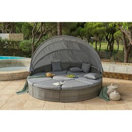 Ambia Garden Gartenmuschel, Grau, Metall, Kunststoff, Textil, 72-150 cm, gro&szlig;e Liegefl&auml;che, verstellbares Dach, regenabweisend, Loungem&ouml;bel, Sonneninseln