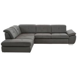 Beldomo Speed Ecksofa, Dunkelgrau, Textil, 3-Sitzer, Ottomane links, L-Form, 318x260 cm, Goldenes M, Typenauswahl, Bettkasten erh&auml;ltlich, Stoffauswahl, Bettfunktion Hocker R&uuml;cken echt, Wohnzimmer, Sofas & Couches, Wohnlandschaften, Ecksofas
