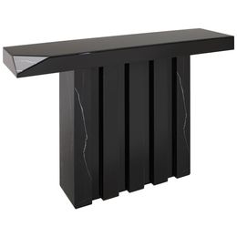 Xora Konsolentisch, Schwarz, Glas, Holzwerkstoff, rechteckig, Sockel, 35x80x130 cm, Wohnzimmer, Wohnzimmertische, Konsolentische