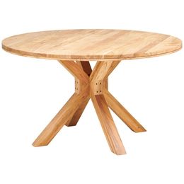 P & B Esstisch, Akazie, Holz, Akazie, vollmassiv, Holz, rund, X-Form, 140x76x140 cm, gastro- und objekttauglich, Esszimmer, Tische, Esstische, Esstische rund
