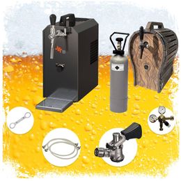 ich-zapfe Komplett Set - Zapfanlage JET 30 Bierkoffer, Bierzapfanlage, Durchlaufk&uuml;hler 1-leitig Trockenk&uuml;hler, bis zu 35 Liter/h mit Holzfass