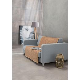 Sofaschoner Ibena "Fano", braun (braun, camelfarben), B:100cm L:200cm, Baumwolle, Kunstfaser, Sesselschoner, 100 x 200 cm (Breite x L&auml;nge), mit modernen Streifen