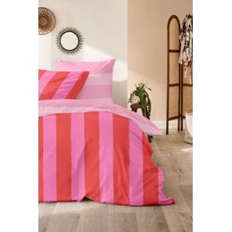 Bettw&auml;sche Primera "Renforce-Bettw&auml;sche Color Block", pink, B/L: 155cm x 220cm, 1 Stk., 1 Stk., Renforc&eacute;, B/L: 80cm x 80cm, 2 Stk., Renforc&eacute;, Obermaterial: 100% Baumwolle, Bettw&auml;sche, Bettw&auml;sche, mit kr&auml;ftigen und sanften Farbkombinationen