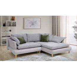 Ecksofa Collection AB "Mandela L-Form, B: 264 cm", grau (hellgrau), B:264cm H:94cm T:184cm, 100% Polyester, Sofas, Ecksofa, Bettfunktion, Bettkasten & 5 Zierkissen, Federkern
