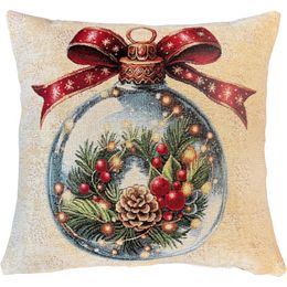 Dekokissen Home Wohnideen "CHRISTMAS BALL", bunt, B:45cm L:45cm, Baumwolle, Polyester, Dekokissen_Sitzkissen_Kissenh&uuml;llen, ohne F&uuml;llung, Gobelin