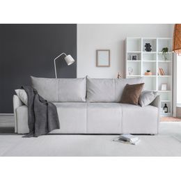 Schlafsofa Collection AB "CAB, B: 216 cm, Liegefl. 140x198 cm", grau (hellgrau), B:216cm H:84cm T:94cm, 100% Polyester, Sofas, Schlafsofa, Bettfunktion, Bettkasten & 2 Zierkissen, Federkern