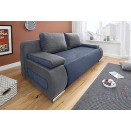 Schlafsofa Collection AB "Moritz", blau (anthrazit, blau), B:200cm H:85cm T:98cm, Kunstleder SOFTLUX / Struktur ( 20% Acryl; 80% Polyester);Microfaser PRIMABELLE (100% Polyester);Microfaser PRIMABELLE (100% Polyester) / Struktur ( 20% Polyacryl; 80% Polyester), Sofas, Schlafsofa