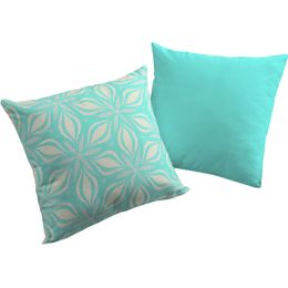 Dekokissen Adam "Retro Floret", blau (hellblau, gebl&uuml;mt), B:50cm L:50cm, Obermaterial: 100% Baumwolle, Dekokissen_Sitzkissen_Kissenh&uuml;llen, GOTS zertifiziert