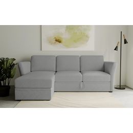Ecksofa Home Affaire "Lavars, L-Form, Schlafsofa", grau (warm grau), B:242cm H:90cm T:155cm, 62% Polypropylene, 38% Polyester, Sofas, Ecksofa, mit Bettfunktion und Stauraum, in zwei verschiedenen Bezugsqualit&auml;ten