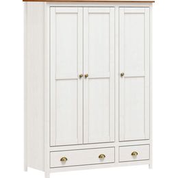 M&ouml;bilia Kleiderschrank M&Ouml;BILIA "Salgen", braun (wei&szlig;, braun), B:136cm H:185cm T:54cm, Massivholz, Schr&auml;nke, Kleiderschrank Dreht&uuml;renschrank, im Landhaus-Stil