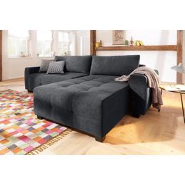 Ecksofa Home Affaire "Bella L-Form, B: 254 cm - OTTO. Verl&auml;ssliche Qualit&auml;t.", grau (anthrazit), B:254cm H:87cm T:162cm, Microfaser PRIMABELLE (100% Polyester);Struktur fein ( 100% Polyester);Zierkissen: 100% Polyester;Microfaser Antiklederoptik (100% Polyester), Sofas, Ecksofa, 2 Zierkissen, optional Bettfunktion & Bettkasten, Federkern