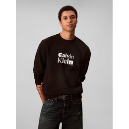 Sweatshirt Calvin Klein "LS EU 350TERRY CALVIN BOLD GRAPH", Herren, Gr. L, schwarz, Sweatware, Obermaterial: 100% Baumwolle, unifarben, regular fit normal, Rundhals, eingesetzt B&uuml;ndchen, Sweatshirts Sweatshirt, Rundhalsausschnitt, regular fit