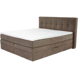 Jockenh&ouml;fer Boxspringbett JOCKENH&Ouml;FER GRUPPE "Amy", beige (taupe 426, 18), L:217cm, Bezug Bett: Cordstoff (100% Polyester);Topper und Matratzenspiegel: 100% Polyester, Komplettbetten, Boxspringbett, mit Bettkasten und Kaltschaum-Topper, erh&auml;ltlich in 120, 140 & 180cm, Topseller