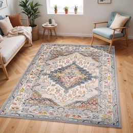 Teppich LIVABLISS "CASABLANCA", grau, B:140cm H:12,7mm L:200cm, Kunstfaser, Teppiche, Teppich, Vintage Orient Teppich im Boho Stil