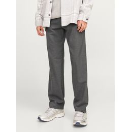 Jack & Jones Chinos JACK & JONES "JPSTKARL JJBANKS CHINO SN", Herren, Gr. 33, L&auml;nge 34, grau (dunkelgrau), Web, Obermaterial: 68% Polyester, 28% Viskose, 4% Elasthan, meliert, bequem normal, Hosen