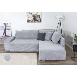 Ecksofa Collection AB "Poppy L-Form, B: 227 cm", hellgrau, B:227cm H:41cm T:169cm, 100%Polyester, Sofas, Ecksofa, Bettfunktion, Bettkasten & 1 Zierkissen