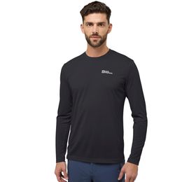 Langarmshirt Jack Wolfskin "VONNAN LS T M", Herren, Gr. L (52), schwarz, Obermaterial: 100% Polyester, Shirts Langarmshirt