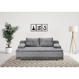 Schlafsofa Home Affaire "Ben, B: 200 cm, Liegefl. 158x198 cm", grau (anthrazit), B:200cm H:97cm T:96cm, 100%Polyester, Sofas, Schlafsofa, Bettfunktion & Bettkasten, Dauerschlafsofa mit Boxspring