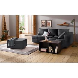 Ecksofa Home Affaire "Italia L-Form, B: 217 cm", grau (anthrazit), B:217cm H:80cm T:182cm, Struktur fein (100% Polyester);Microfaser PRIMABELLE (100% Polyester), Sofas, Ecksofa, Bettfunktion, Bettkasten & 1 Zierkissen, Federkern