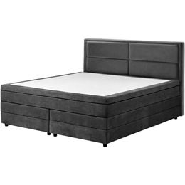 Boxspringbett OTTO HOME "FYNNA in den Breiten 140 & 180cm erh&auml;ltlich, inkl. Bettkasten", anthrazit, B:181cm L:210cm, Komplettbetten, Boxspringbett, inkl. Topper, erh&auml;ltlich in verschiedenen Farben