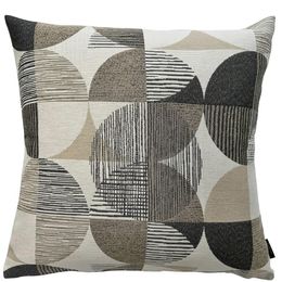 Dekokissen HOMING "Santorin" Gr. 1, beige (beige, schwarz, wei&szlig;, gemustert), B:48cm L:48cm, Baumwolle, Polyester, Dekokissen_Sitzkissen_Kissenh&uuml;llen, Pflegeleicht