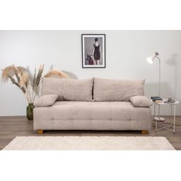 Schlafsofa Collection AB "Bella, B: 196 cm, Liegefl. 145x196 cm", grau (taupe), B:196cm H:45cm T:96cm, 100%Polyester, Sofas, Schlafsofa, Bettfunktion, Bettkasten & 2 Armlehnenkissen, Federkern