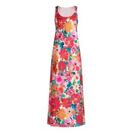 Sommerkleid Vera Mont "Damen mit Print", Damen, Gr. 34, Normalgr&ouml;&szlig;en, gelb, pink, Satin, Obermaterial: 100% Polyester; Futter: 100% Polyester, figurumspielend lang, Rundhals, Kleider Sommerkleid