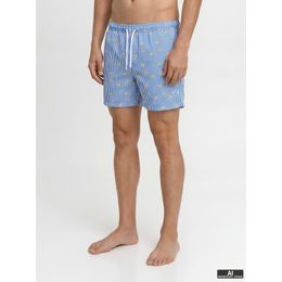 Jack & Jones Badeshorts JACK & JONES "JPSTMAUI BREEZE MINI STRIPE SWIM SRT SN", Herren, Gr. L, N-Gr, delft, Web, Polyester, bedruckt, gestreift, Badehosen Badeshorts, Kunstfaser, normal geschnitten