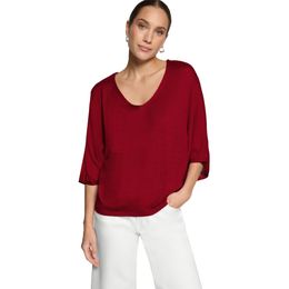 Kurzarmshirt Zero "Damen kurzarm", Damen, Gr. L, candy rot, Obermaterial: 45% Polyacryl, 55% Modal, loose fit normal, V-Ausschnitt, Shirts, Plain/ ohne Details