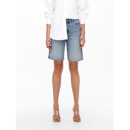 Jeansshorts Only "ONLSONNY HW WIDE DNM SHORTS NOOS", Damen, Gr. L, N-Gr, light blau denim, Denim/Jeans, Obermaterial: 100% Baumwolle, unifarben, regular fit kurz, Jeans Jeansshorts, Baumwolle, regular fit, High Waist