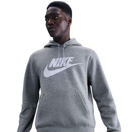 Kapuzensweatshirt Nike Sportswear "M NK CLUB BB PO GFX HOODIE", Damen, Gr. XXL, dk grau heat, Jersey, Obermaterial: 80% Baumwolle, 20% Polyester, normal, Rundhals, Sweatshirts, Rundhalsausschnitt, Kurzarm-Design, sportliche Passform