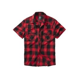 Karohemd Brandit "Brandit Herren Checkshirt Halfsleeve", Herren, Gr. 4XL, US-Gr&ouml;&szlig;en, rot, schwarz, 100% Baumwolle, normal, Hemden Karohemd