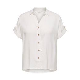 Kurzarmbluse Only CARMAKOMA "CARYASMIN SHIRT S/S WVN NOOS", Damen, Gr. 42, snow wei&szlig;, Web, Obermaterial: 100% Viskose, unifarben, normal, V-Ausschnitt, Blusen