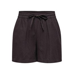 Jacqueline de Yong Shorts JDY "JDYSAY HW LINEN STRING SHORTS WVN DIA", Damen, Gr. L, N-Gr, chocolate torte, Web, Obermaterial: 80% Viskose, 20% Leinen, unifarben, regular fit kurz, Hosen Shorts, mit Leinen