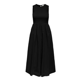 Jacqueline de Yong Midikleid JDY "JDYDIEGO S/L SMOCK MIDI DRESS WVN NOOS", Damen, Gr. L, N-Gr, schwarz, Web, Obermaterial: 100% Baumwolle, unifarben, Midi, Rundhals, Kleider Midikleid