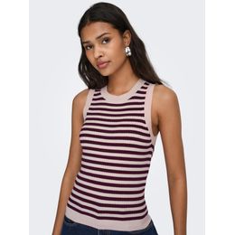 Jacqueline de Yong Stricktop JDY "JDYAYA TANK TOP KNT", Damen, Gr. L, pink dogwood stripes:mauve wine, Feinstrick, Obermaterial: 80% Viskose, 20% Nylon, gestreift, h&uuml;ftlang, Rundhals, Tops Stricktop