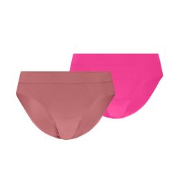 Slip Puma "Puma WOMEN 3D KNIT SPORT BRIEFS 2P", Damen, Gr. L, dusty pink, pink, Microfaser, Obermaterial: 87% Polyamid, 13% Elasthan, k&ouml;rpernah, Unterhosen Slip, nahtlose R&auml;nder f&uuml;r eine unsichtbare Passform