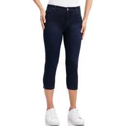 Caprijeans WONDERJEANS, Damen, Gr. 34, L&auml;nge 21, blau (blau used), Denim/Jeans, Obermaterial: 64% Baumwolle, 30% Polyamid, 6% Elasthan, unifarben, ca. Mitte Wade, Jeans, Sommerhose mit Stretch