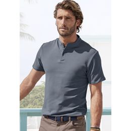Henleyshirt John Devin "mit Stehkragen", Herren, Gr. L (52/54), grau (anthrazit), Piqu&eacute;, Obermaterial: 100% Baumwolle, unifarben, regular fit normal, Rundhals, abgesteppte Kante, Shirts, Regular-Fit, aus Baumwoll-Piqu&eacute;