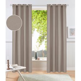 Vorhang OTTO HOME "Parry" Gr. 1, grau (kitt), B:140cm H:145cm, Polyester, Recyceltes Material, Gardinen, 2-er Set, blickdicht, monochrom, basic