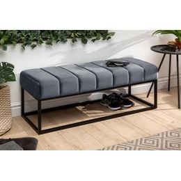 Riess Ambiente Moderne Sitzbank PETIT BEAUT&Eacute; 110cm silbergrau Samt schwarzes Gestell Riess-Ambiente