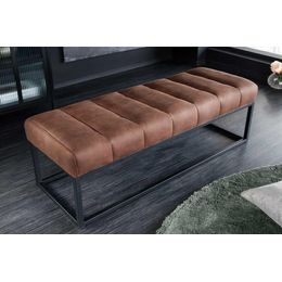 Riess Ambiente Design Sitzbank PETIT BEAUT&Eacute; 110cm antik braun Microfaser schwarzes Metallgestell Riess-Ambiente Industrie & Loft Modern