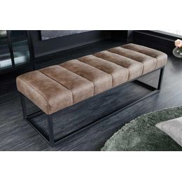 Riess Ambiente Design Sitzbank PETIT BEAUT&Eacute; 110cm vintage taupe Microfaser schwarzes Metallgestell Riess-Ambiente