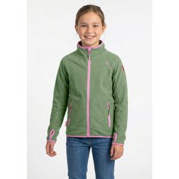 Fleecejacke Trollkids "GIRLS SANDEFJORD JACKET", M&auml;dchen, Gr. 164, pistachio gr&uuml;n, wild rose, Obermaterial: 100% Polyester, Jacken Fleecejacke, &Uuml;bergangsjacke