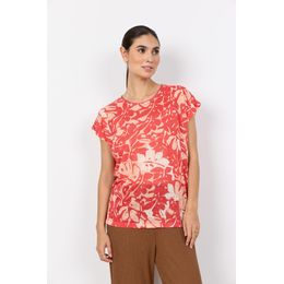 Kurzarmshirt soyaconcept "SC-ARETHA 46", Damen, Gr. L, bittersweet combi, Single Jersey, Obermaterial: 100% Polyester, gemustert, normal, Rundhals, Shirts, Kunstfaser