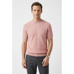 Kurzarmpullover BOSS "Nilton", Damen, Gr. L, light, pastel pink686, Strick, Obermaterial: 100% Baumwolle, unifarben, regular fit normal, Rundhals, Rippstrickb&uuml;ndchen, Pullover, Premium Menswear Business-Casual-Look, Strukturstrick-Material