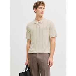 Jack & Jones Polokragenpullover JACK & JONES "JPRBLAWILLIAM STRUCTURE KNIT POLO SS SN", Herren, Gr. L, ancient scroll, Strick, Obermaterial: 80% Viskose, 20% Nylon, unifarben, regular fit normal, ohne Ausschnitt, Pullover, Viskosemischung, regular fit