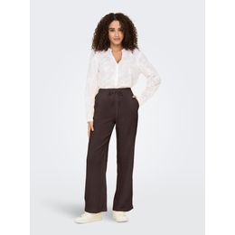 Jacqueline de Yong Schlupfhose JDY "JDYTHEIS LIFE WIDE PANT WVN NOOS", Damen, Gr. L, L&auml;nge 32, chocolate torte, Web, Obermaterial: 100% Baumwolle, unifarben, relaxed fit kn&ouml;chellang, Hosen Schlupfhose, Baumwolle